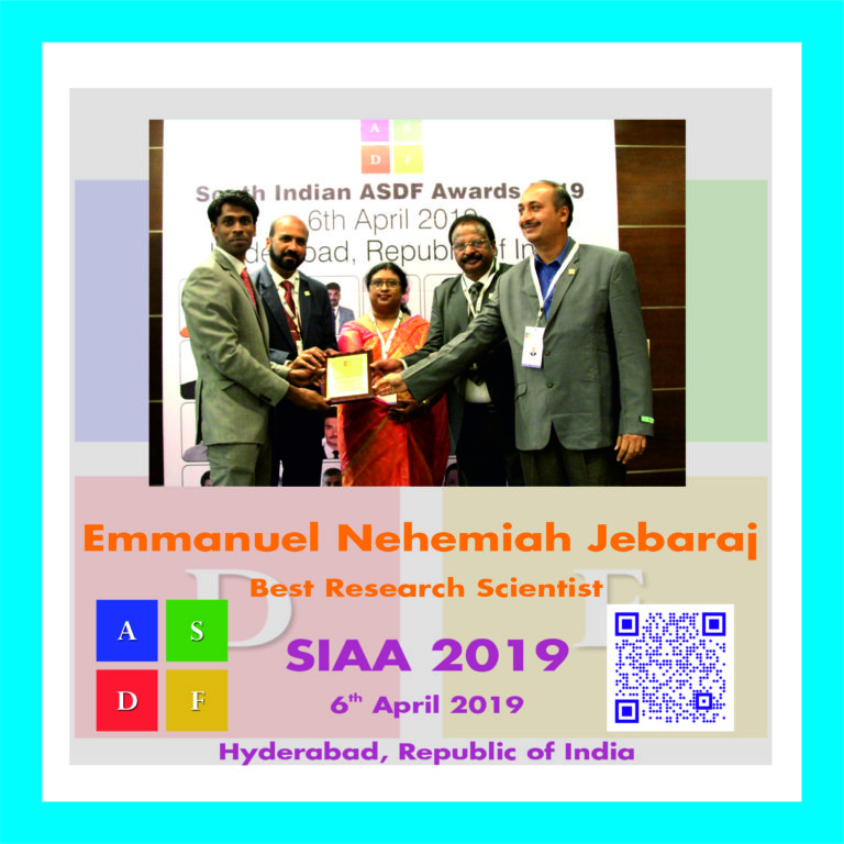 Emmanuel Nehemiah Jebaraj – South Indian ASDF Awards (SIAA) 2019 – ASDF
